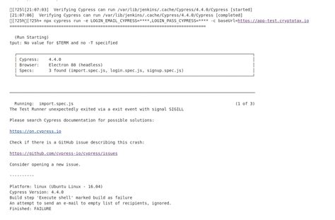 The Test Runner Unexpectedly Exited Via A Exit Event With Signal SIGILL