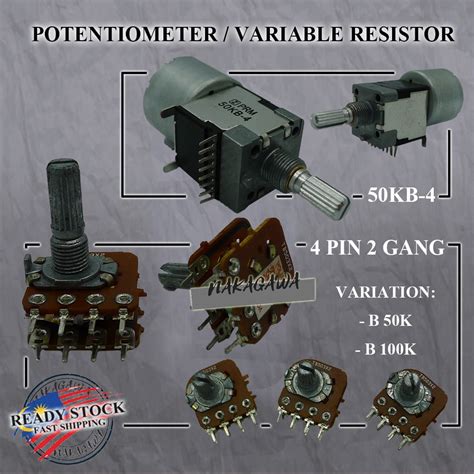 50KB 4 VARIABLE RESISTOR WITH MOTOR 4PIN 2 GANG 20MM SHAFT VR SWITCH POTENTIOMETER B 50K