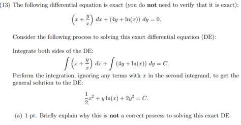 Solved Xxydx4ylnxdy0 Consider The Following