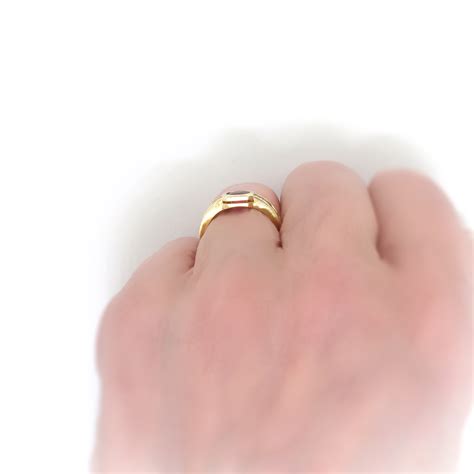 Vintage Ruby Diamond Ring Estate 1980s 1 07ct T W Natural Red Ruby Step Cut Diamond Unique