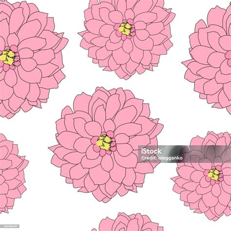 추상 손 그린 달리아 꽃 원활한 패턴 벡터 일러스트레이션 달리아에 대한 스톡 벡터 아트 및 기타 이미지 달리아 파란색 0