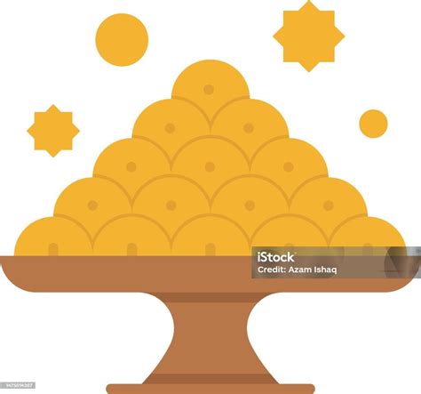 Knafeh 또는 Logaimat 개념 트레이 벡터 색상 아이콘에 과자 또는 디저트를 혼합 디자인 라마단과 이드 알 피트르 상징 이슬람과 무슬림 금식 기호 아랍어 휴일 축