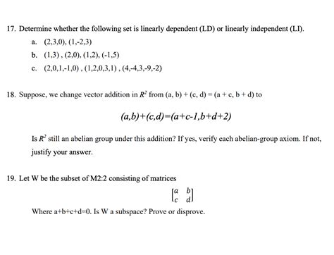 Solved Determine Whether The Following Set Is Linearly Chegg Com