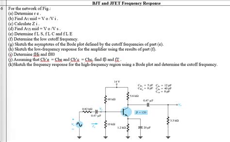 solved bjt and jfet frequency response for the network of
