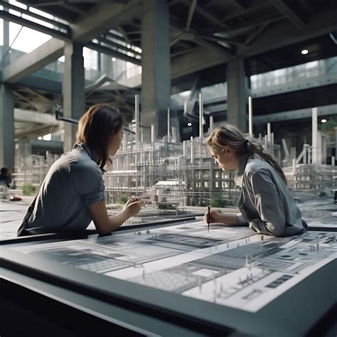 Premium Photo Photo Of Female Architects With Models And Rulers Steel Grey For Stru World