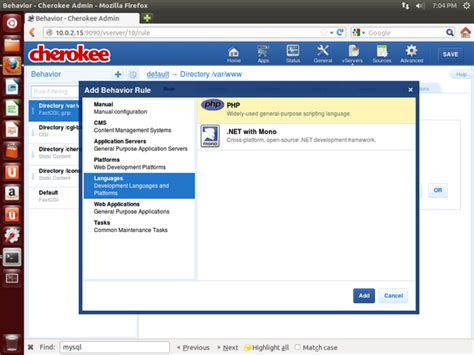 how to setup cherokee webserver with php5 fastcgi mysql support in ubuntu 12 10