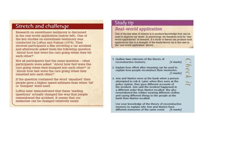 The Theory Of Reconstructive Memory Gcse Psychology 8182 Cognition And Behaviour Teaching Resources