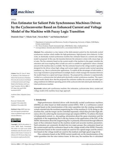 Pdf Flux Estimator For Salient Pole Synchronous Machines Driven By The Cycloconverter Based On