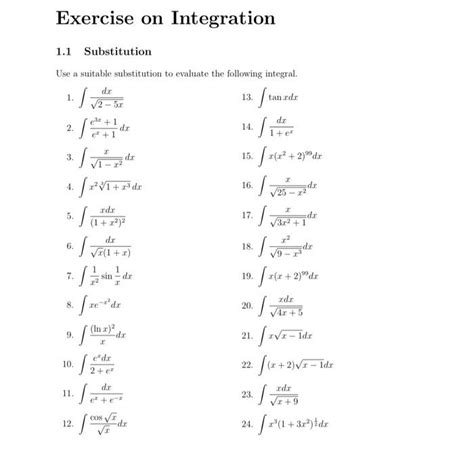 Solved Exercise On Integration Substitution Use A Chegg