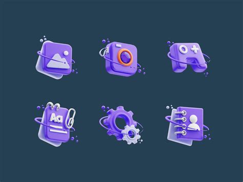 Purple 3d User Interface Icons Icon Design Mobile Icon Doodle Icon