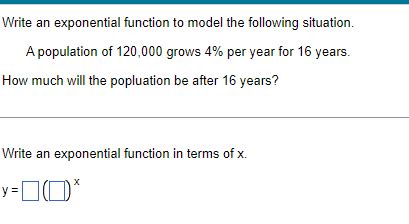 Solved Write An Exponential Function To Model The Following Chegg Com