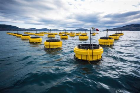 Grid Of Wave Energy Converters In The Sea Stock Illustration