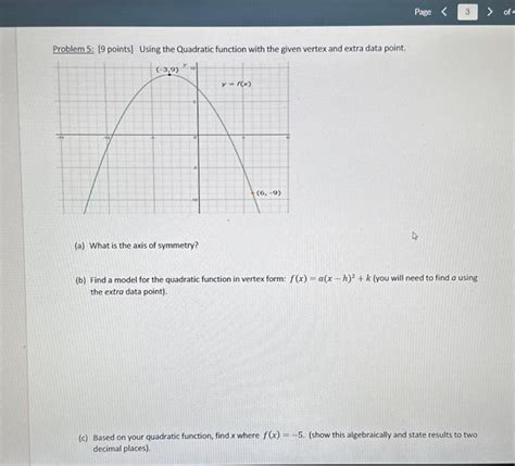 Solved Problem Points Using The Quadratic Function Chegg