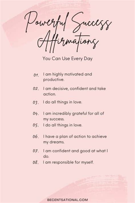 100 Affirmations For Success Powerful Daily Affirmations