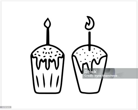 부활절 케이크 고립 스케치 음식 손으로 그린 아트 라인 빵 벡터 스톡 일러스트 레이 션 Eps 10 공휴일에 대한 스톡 벡터 아트 및 기타 이미지 Istock