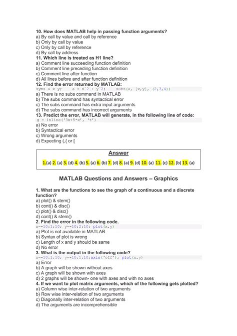 Matlab Questions And Answerspdf