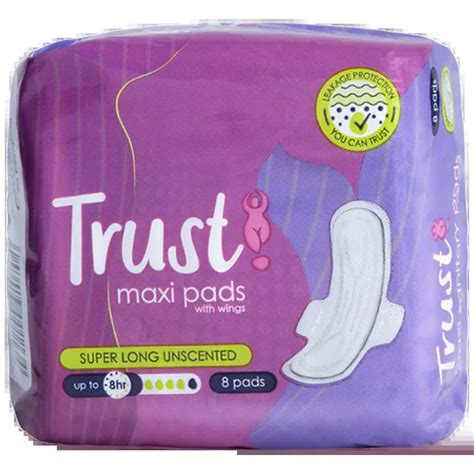 Trust Maxi Pads Super Long Unscented 8 Pack Viya Health South