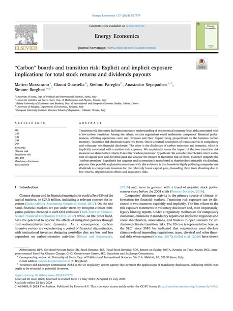 Pdf “carbon” Boards And Transition Risk Explicit And Implicit