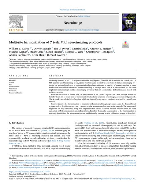 PDF Multi Site Harmonization Of Tesla MRI Neuroimaging Protocols