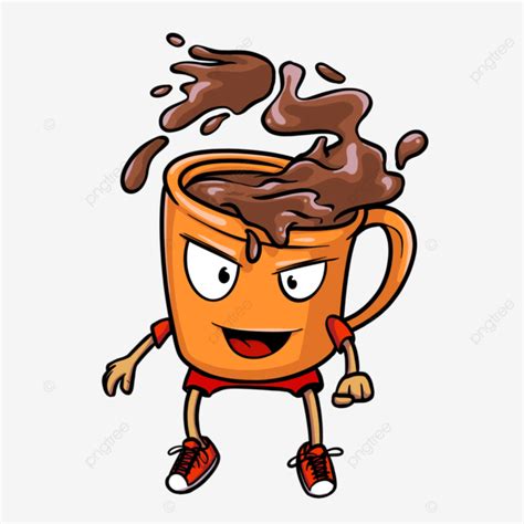 마스코트 커피 컵 문자 그림 엎질러진 커피 커피 삽화 커피 캐릭터 Png 일러스트 및 Psd 이미지 무료 다운로드 Pngtree