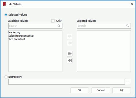 Edit Values Dialog Logi Analytics