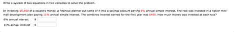 Solved Write A System Of Two Equations In Two Variables To Chegg Com