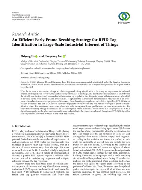 Pdf An Efficient Early Frame Breaking Strategy For Rfid Tag Identification In Large Scale
