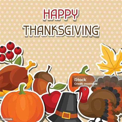 행복함 추수감사절 배경기술 설계 공유일 스티커별 개체 11월에 대한 스톡 벡터 아트 및 기타 이미지 11월 2015년 가을 Istock
