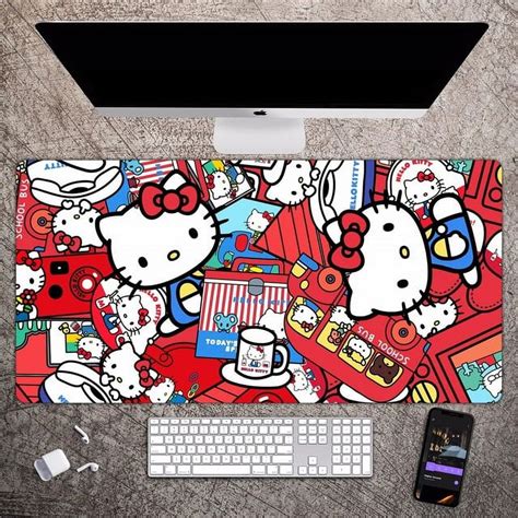 Miniso Hello Kitty Mousepad Large Gaming Compute Gamer Pc Keyboard Mouse Mat Yening