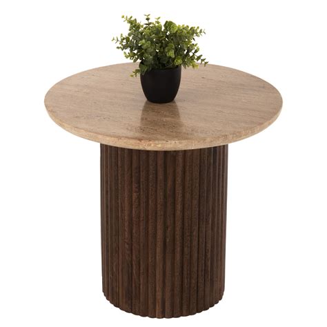 ΤΡΑΠΕΖΙ ΣΑΛΟΝΙΟΥ ΣΤΡΟΓΓΥΛΟ Gladys Hm9714 ΜΑΣΙΦ Mango ΤΡΑΒΕΡΤΙΝΑ Φ55x50Υεκ