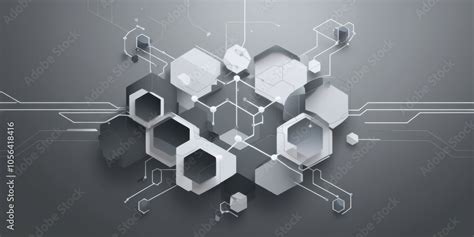 Hexagonal Molecular Structure 3d Geometric Shapes Abstract Scientific Background Gray And