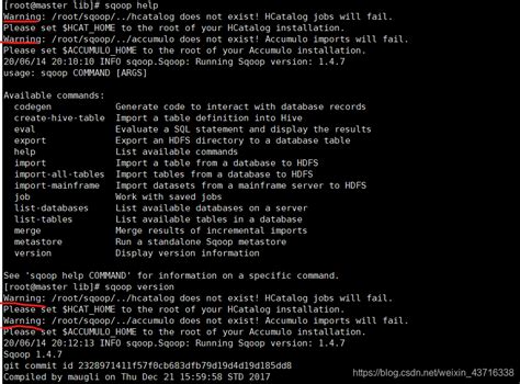 解决安装sqoop后出现一些警告提示 info sqoop sqoop running sqoop version 1 4 7 mis