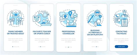Onboarding Mobile App Screen For Reporting Cyberbullying With Conceptual Design Vector Guide
