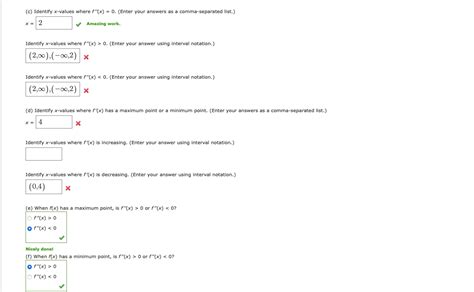 Solved C Identify X Values Where F X 0 Enter Your Chegg Com