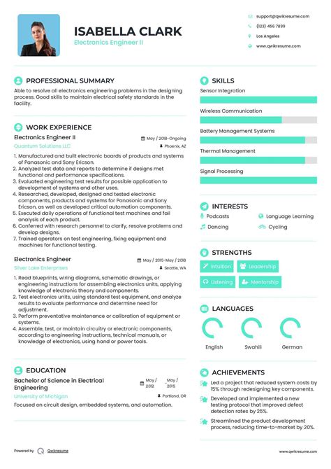 Electronics Engineer Resume Sample Electrical Engineering Resume