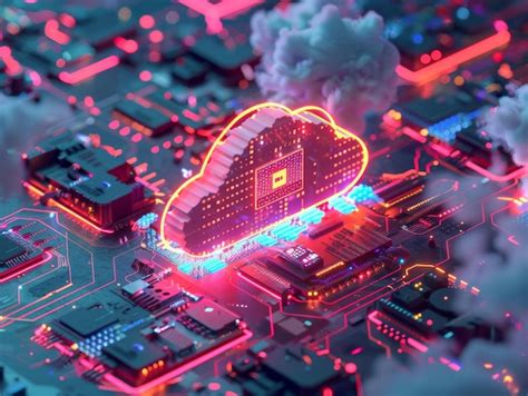 Cloud Computing On A Circuit Board Premium Ai Generated Image