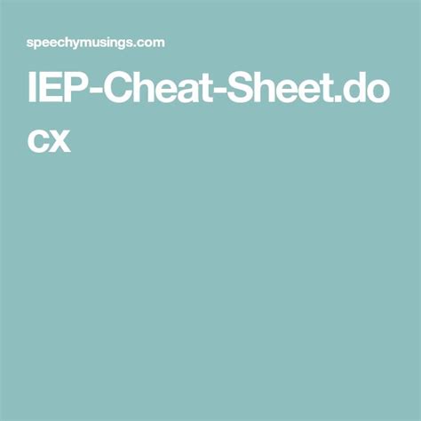 IEP Cheat Sheet Docx