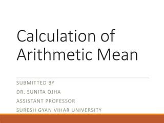Calculation Of Arithmetic Mean PPT