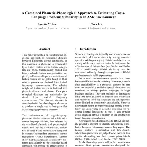 A Combined Phonetic Phonological Approach To Estimating Cross Language