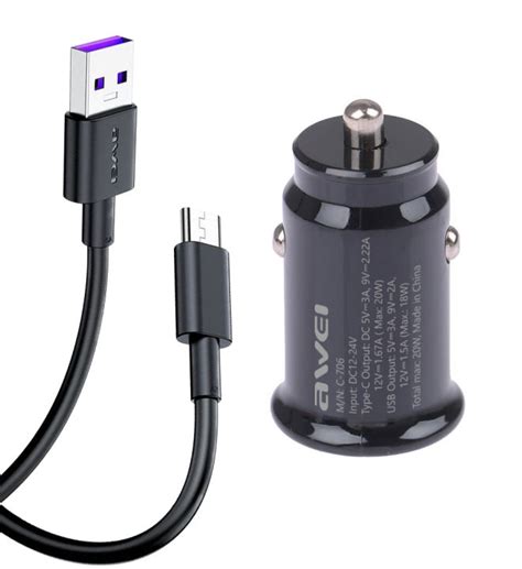 Awei C W Car Charger USB Type C Data Cable Qc PD W Lazada PH