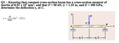 Solved Knowing That A Constant Cross Section Beam Has A Cross Section Moment Of Inertia Of 8 91
