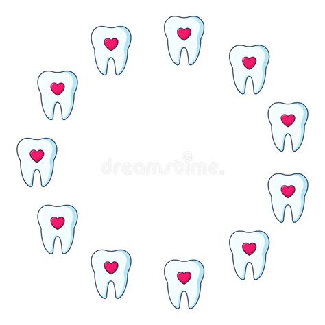 Round Frame Made Of Teeth Pattern For Dental Clinic Hand Drawn Stock