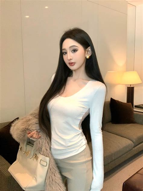 젠넷 백리스 시스루 슬림핏 긴팔 티셔츠 젠넷hgh301