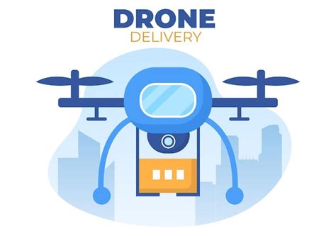 배달 서비스는 소포 패키지 배송에 대 한 무인 항공기 배경 벡터 일러스트 레이 션을 사용 프리미엄 벡터