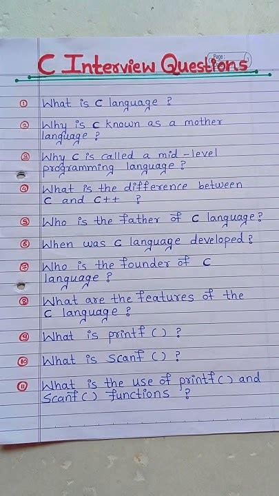 C Programming Interview Questions Part 2 Company C Interview Questionsshorts Youtubeshorts