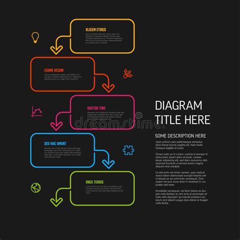 Five Steps Content Rectangle Blocks Infographic Template With Colorful Borders On Black Stock