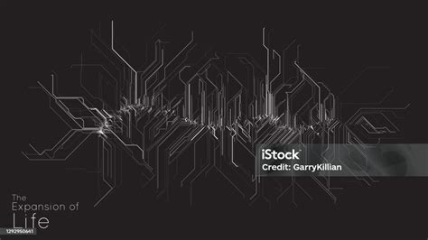 사이버 라이프의 확장 벡터 Ai 뉴런 네트워크 작은 입자는 모션을 정의합니다 촉수의 유기적 기하학적 성장 공간 식민지화 폭발 폭발 배경 성장 개념에 대한 스톡 벡터 아트 및