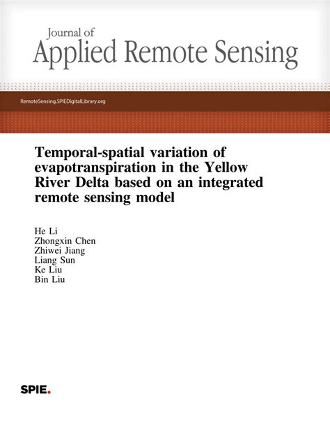 Pdf Temporal Spatial Variation Of Evapotranspiration In The Yellow River Delta Based On An