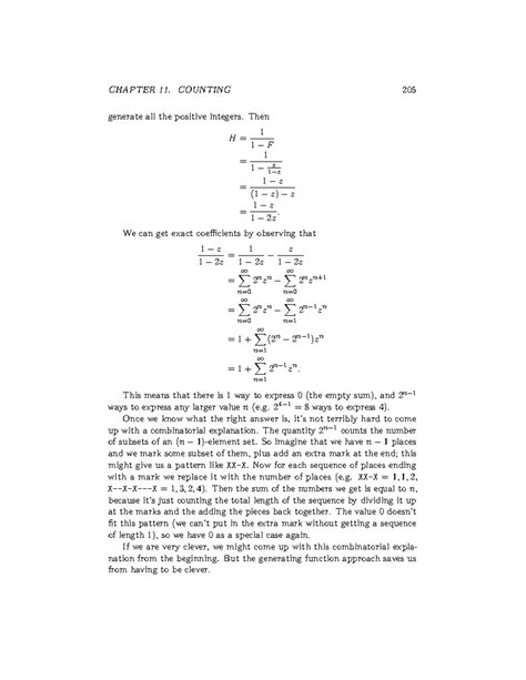 Generating Functions And Recurrences Generate All The Positive Integers Then H 1 1 − F 1