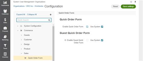 Configure Quick Order Form Settings Per Organization Orocommerce Orocrm And Oroplatform